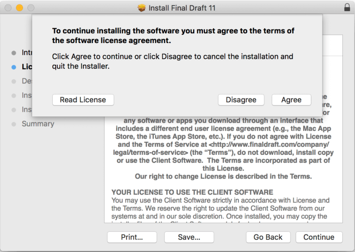 Installing Final Draft - Cloned | School of the Arts Academic Information